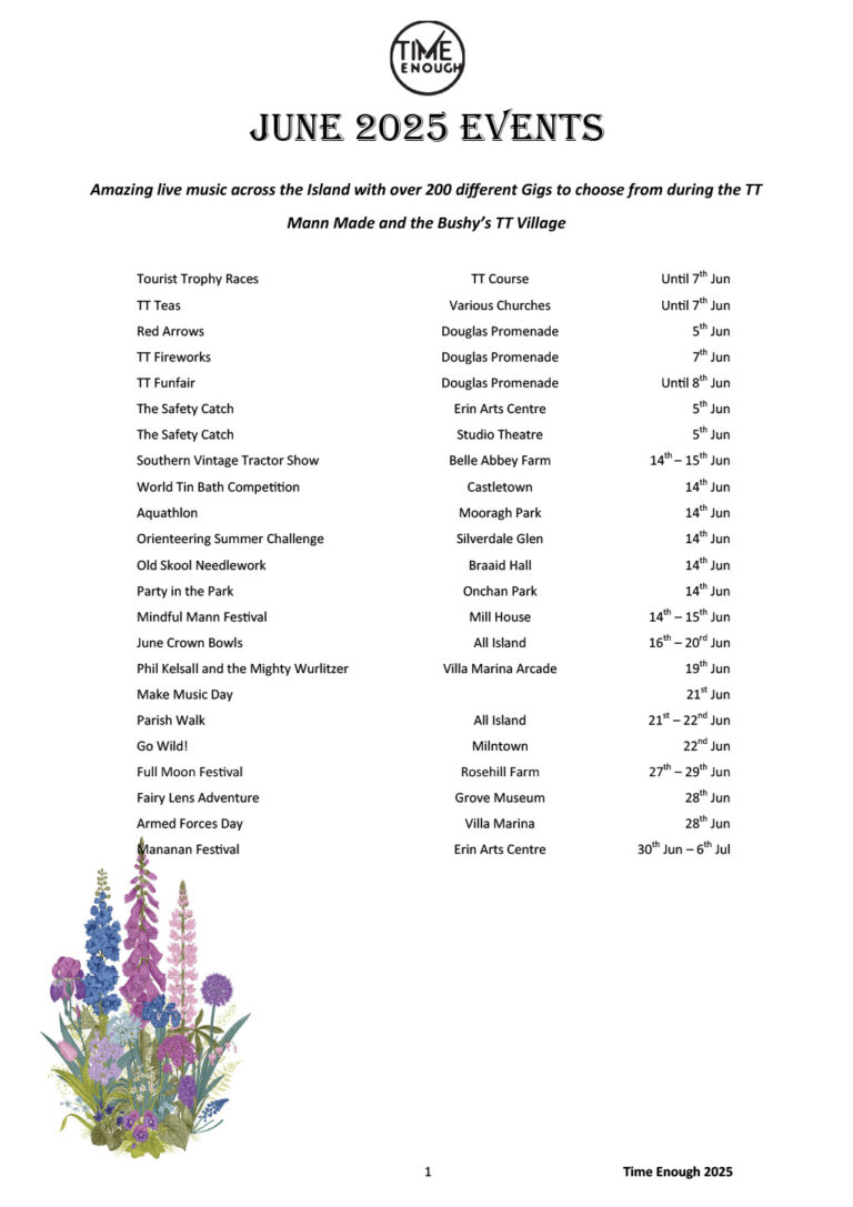 June 2025 Events - Time Enough / Traa-dy-liooar